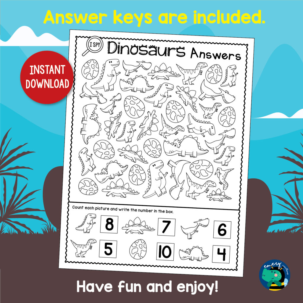 I Spy Dinosaurs | Find and Count Activity Sheets | Printable Game ...