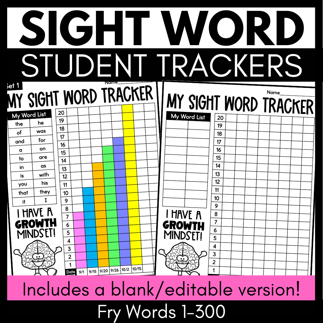 Fry Sight Words Student Tracker EDITABLE - Fry Words 1-300 | Made By ...