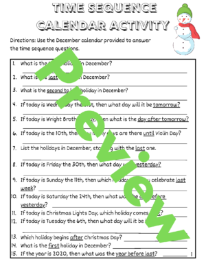 Time Sequence Calendar Questions and Following Linguistic Concepts ...