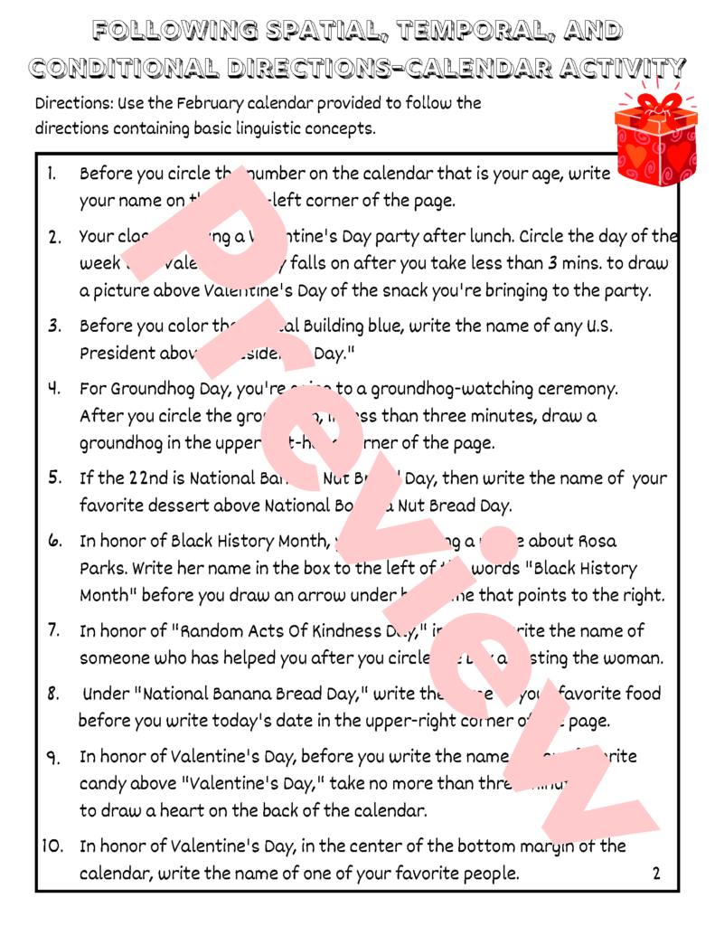 Time Sequence Calendar Questions and Following Linguistic Concepts ...