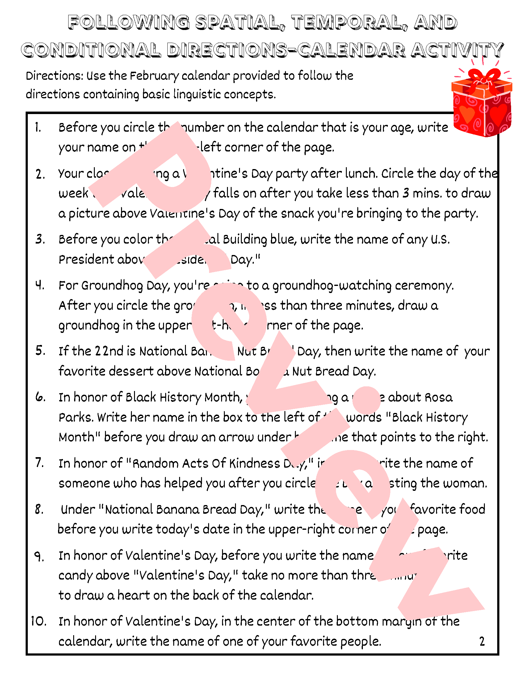Time Sequence Calendar Questions and Following Linguistic Concepts ...