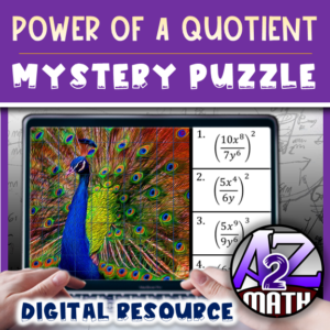 Laws of Exponents Power of a Quotient Activity Digital Pixel Art ...