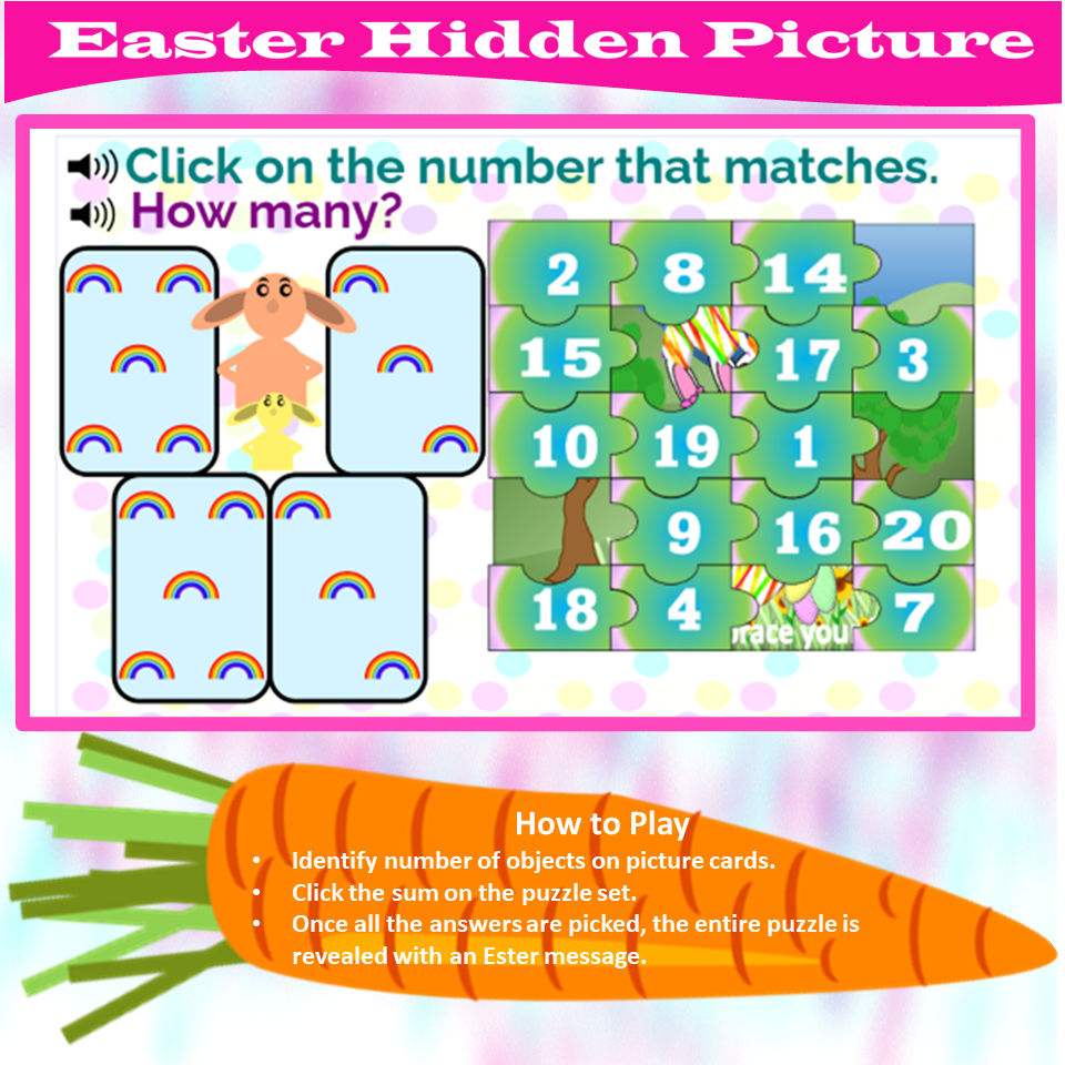Easter Subitizing with Picture Cards Hidden Picture Number Sense 1-20 ...