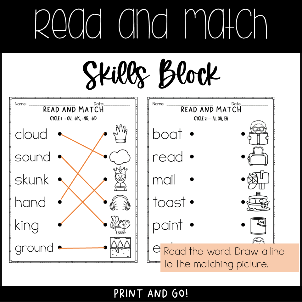 Read and Match | Skills Block | 1st Grade | Made By Teachers