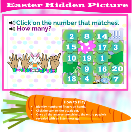 Easter Subitizing with Fingers Hidden Picture Number Sense 1-20 Boom ...