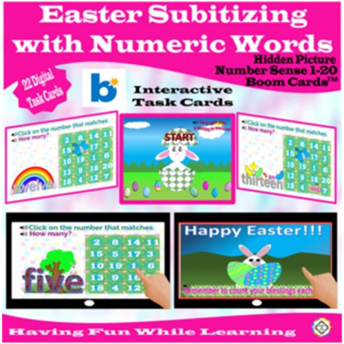 Easter Subitizing with Numeric Words Hidden Picture Number Sense 1-20 ...