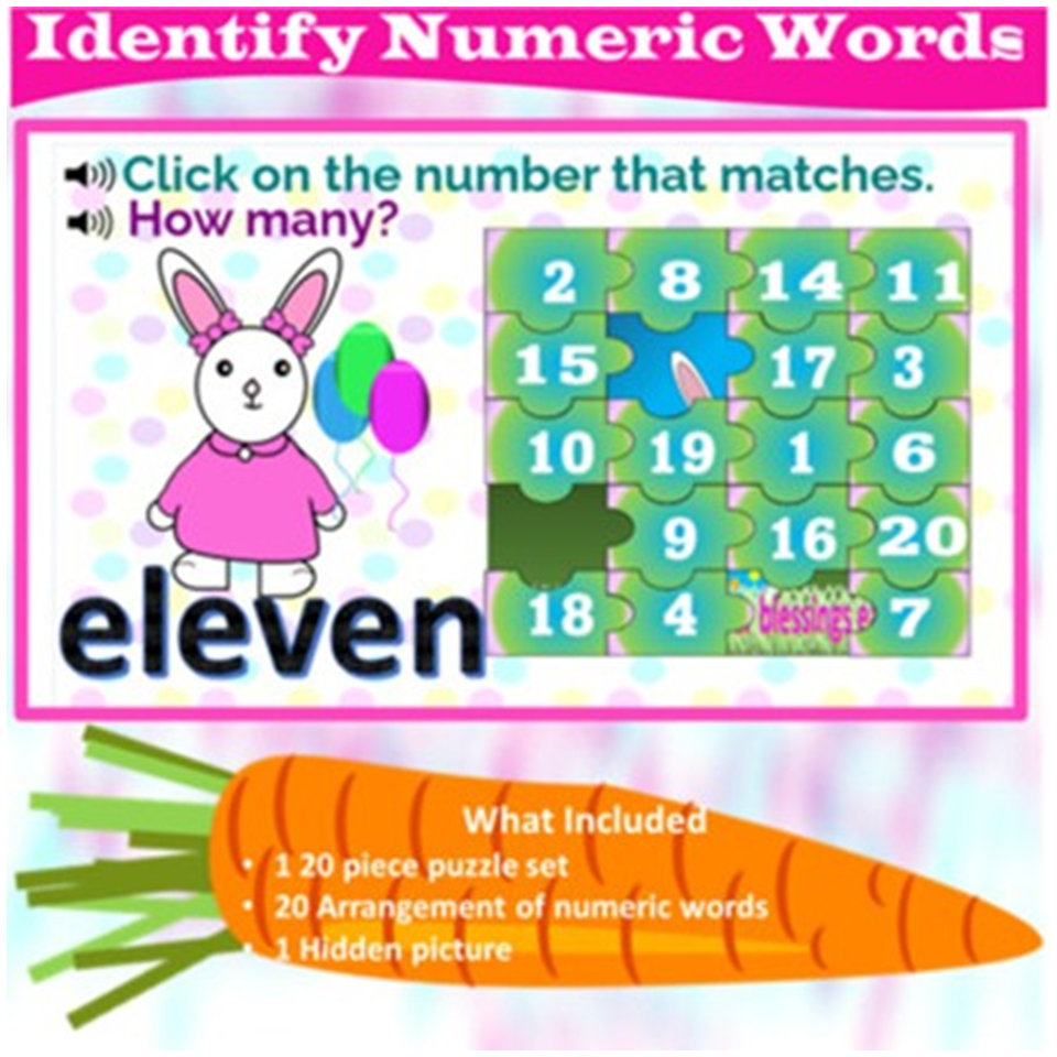 Easter Subitizing with Numeric Words Hidden Picture Number Sense 1-20 ...