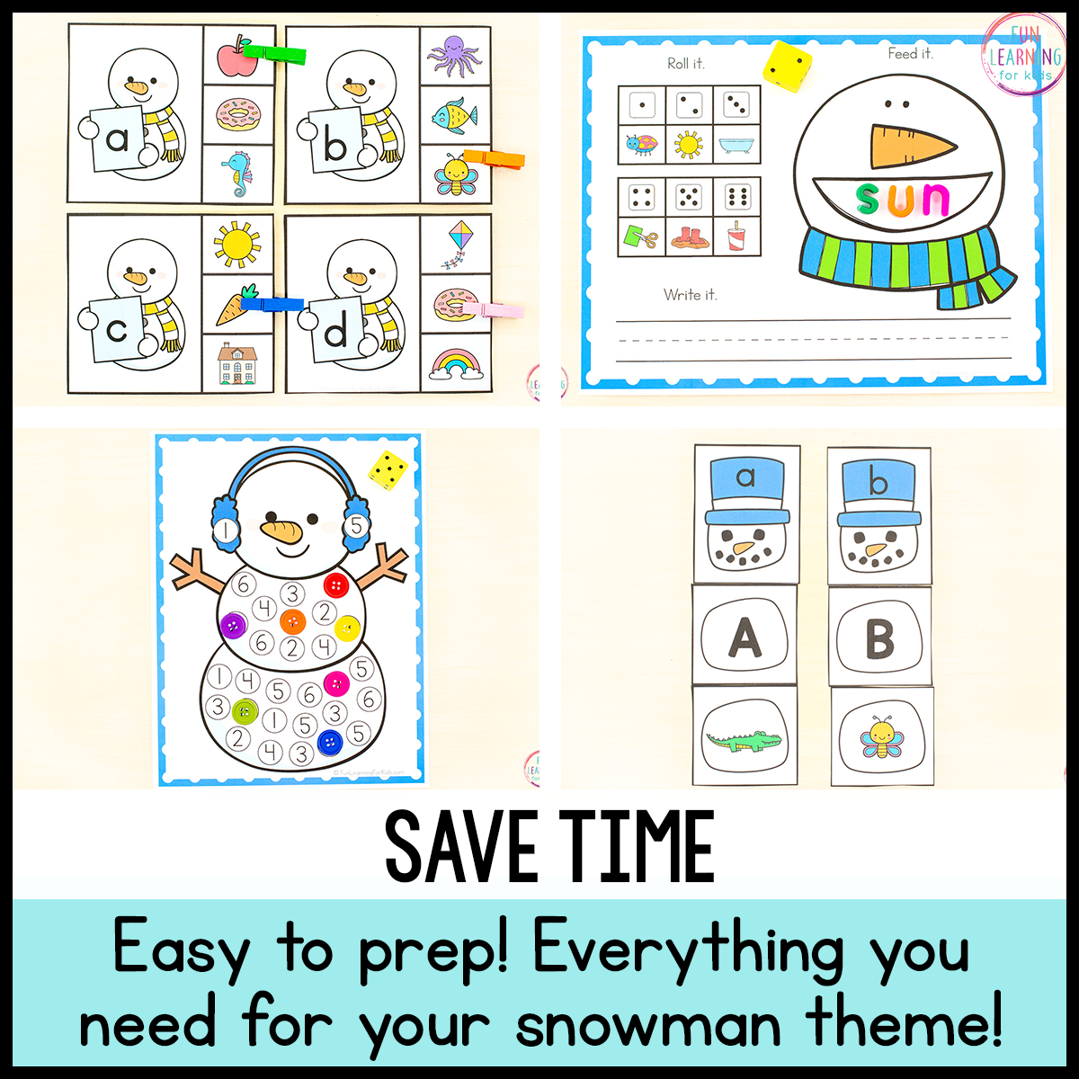 Snowman Theme Math & Literacy Centers for Preschool, Pre-K ...
