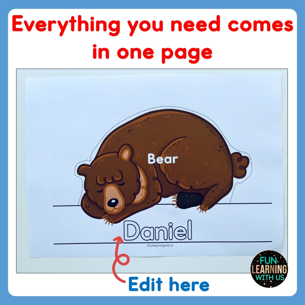 Editable Hibernating Bear Hat Crafts | Winter Animal Crown Craft ...