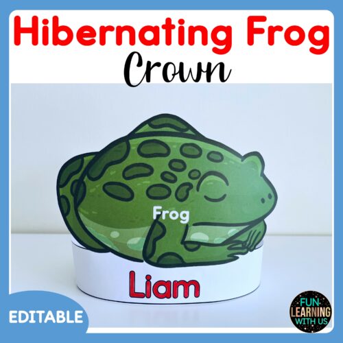 Editable Hibernating Frog Hat Crafts | Winter Animal Crown Craft ...