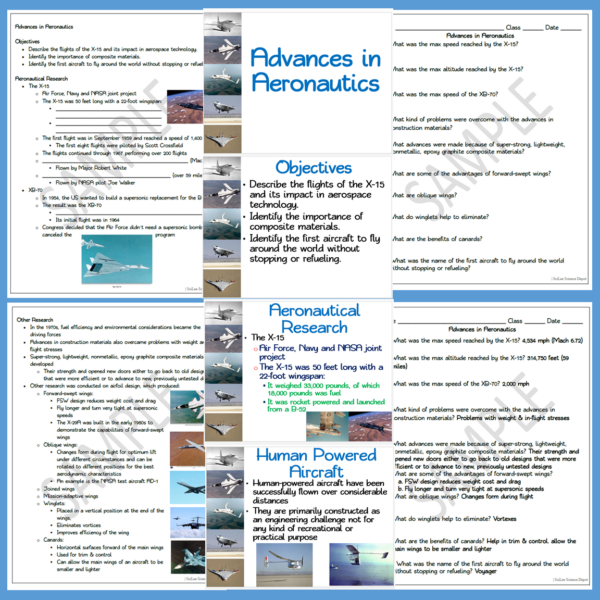 Advances in Aeronautics PowerPoint, Notes and Worksheet | Made By Teachers