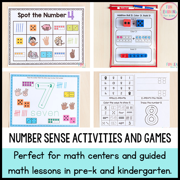 Number Sense Activities and Games for Math Centers in Preschool and ...