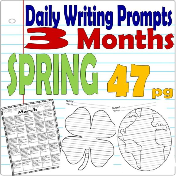 SPRING 75 Daily Writing Journal Prompts Shaped Lined Paper for 3 March ...