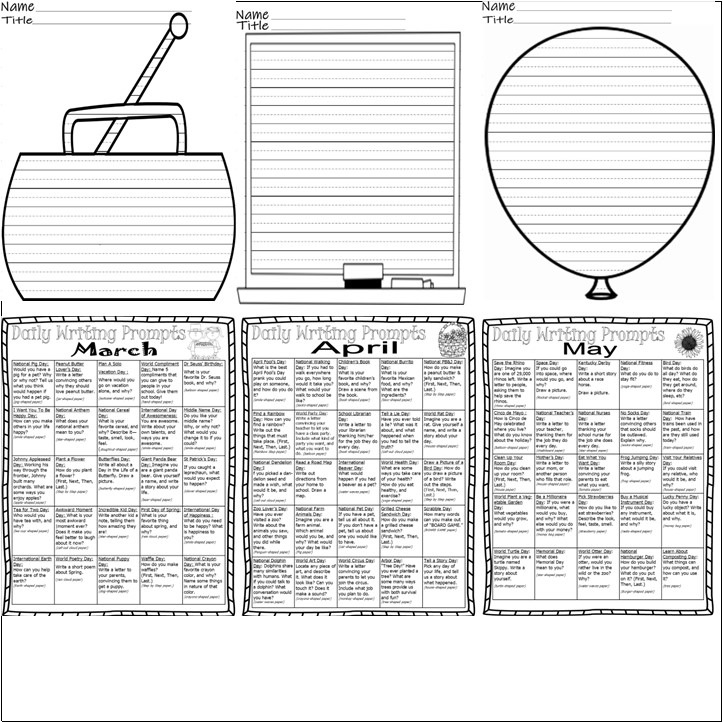 SPRING 75 Daily Writing Journal Prompts Shaped Lined Paper for 3 March ...