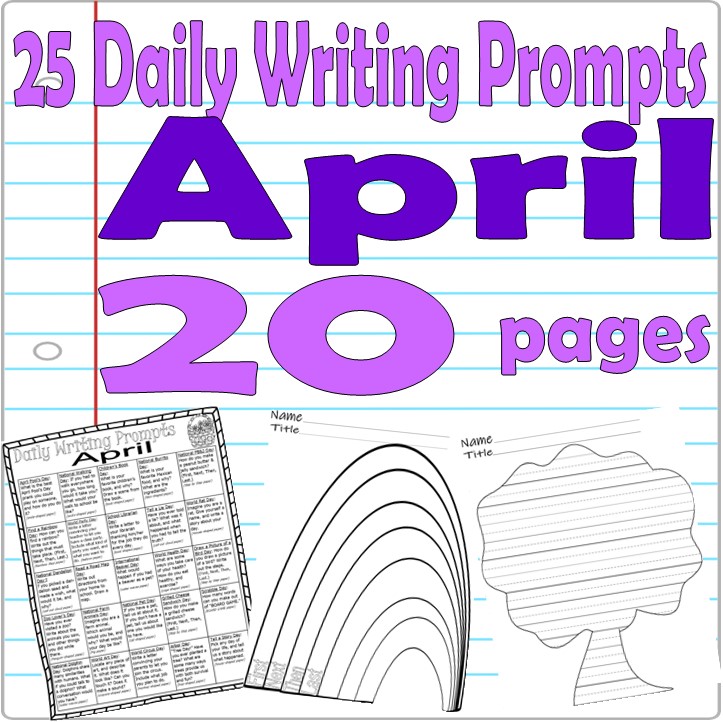 April Journal 25 Daily Writing Prompts Varied Theme Shaped Primary ...
