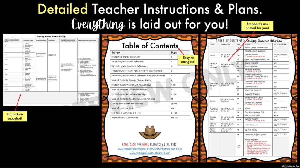Holes Novel Study Unit | Comprehension Questions with Activities and ...