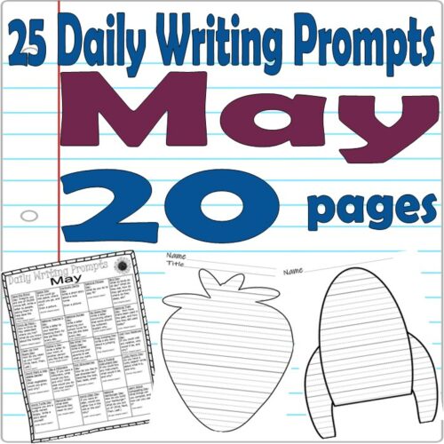 May Journal 25 Daily Writing Prompts Varied Theme Shaped Primary Lines ...