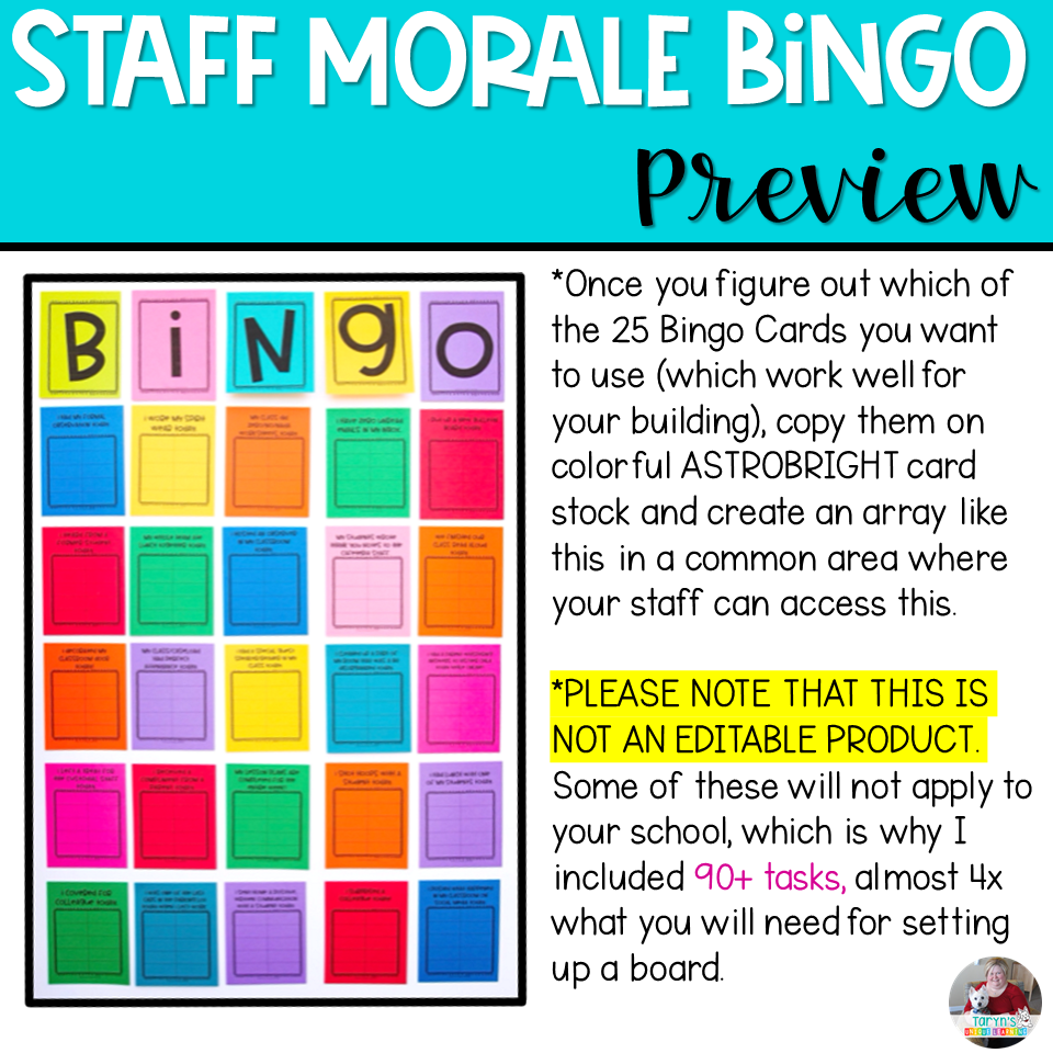 Staff Morale | Staff Bingo | Made By Teachers