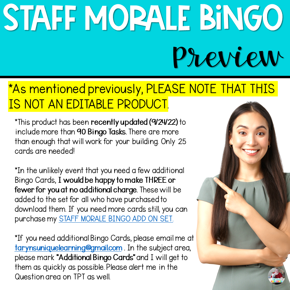 Staff Morale | Staff Bingo | Made By Teachers
