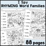 "I Spy" Coloring Pages Rhyming Word Families - Short and Long Vowels ...