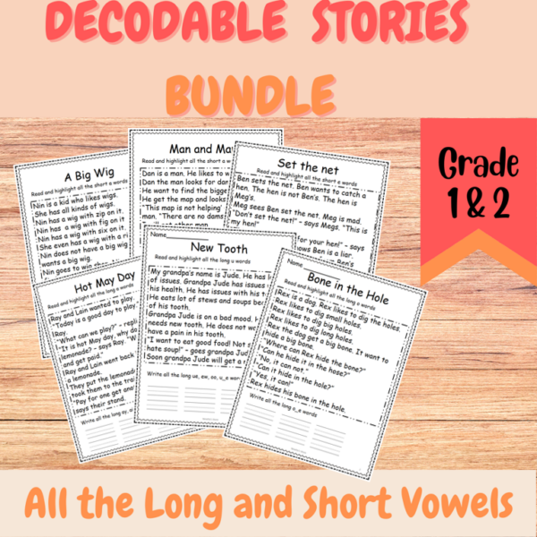 Decodable Stories and Passages (All the Long Vowels) - Made By Teachers