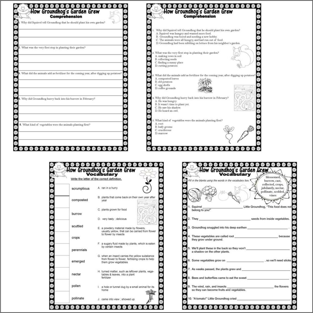 How Groundhog's Garden Grew Book Study Companion Reading Comprehension ...