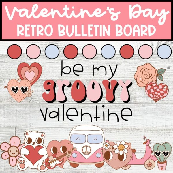 Retro Valentine's Day Bulletin Board and Boho February Door Decor ...