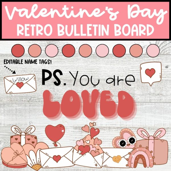 Retro Valentine's Day Bulletin Board and February Door Decor with ...