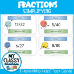 Simplifying Fractions Task Cards-I Have/Who Has? | Made By Teachers