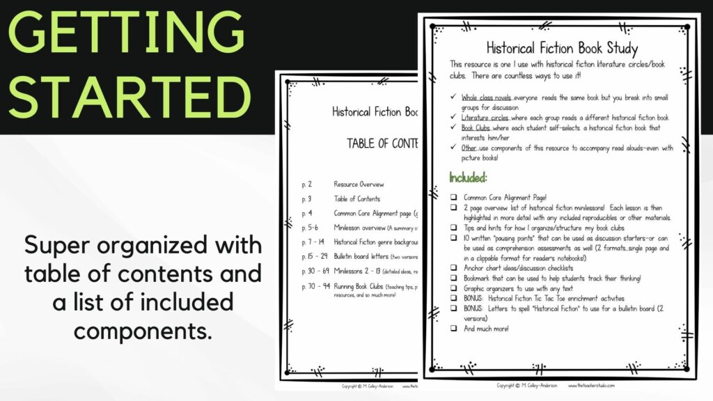 Historical Fiction Book Study | Historical Fiction Activities Distance ...