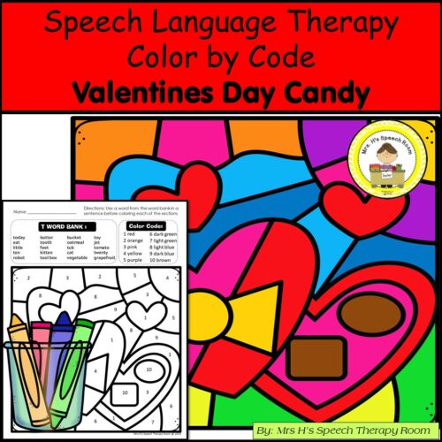 Valentines Day Color By Code Speech Therapy Activity | Made By Teachers
