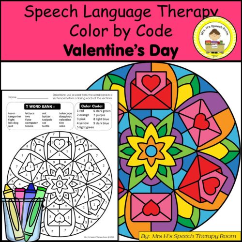 Valentine Color By Code Speech Therapy | Made By Teachers