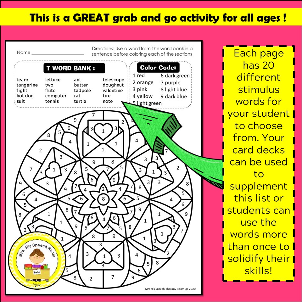 Valentine Color By Code Speech Therapy | Made By Teachers
