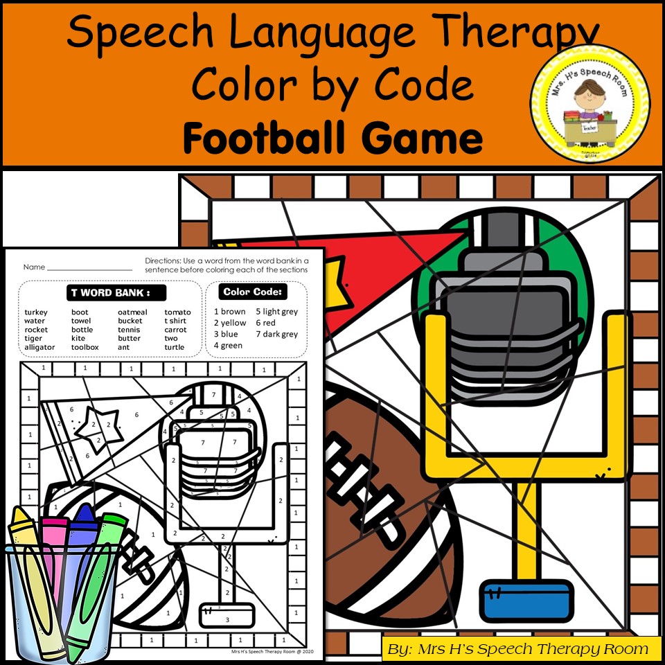 Football Color By Code Speech Therapy | Made By Teachers