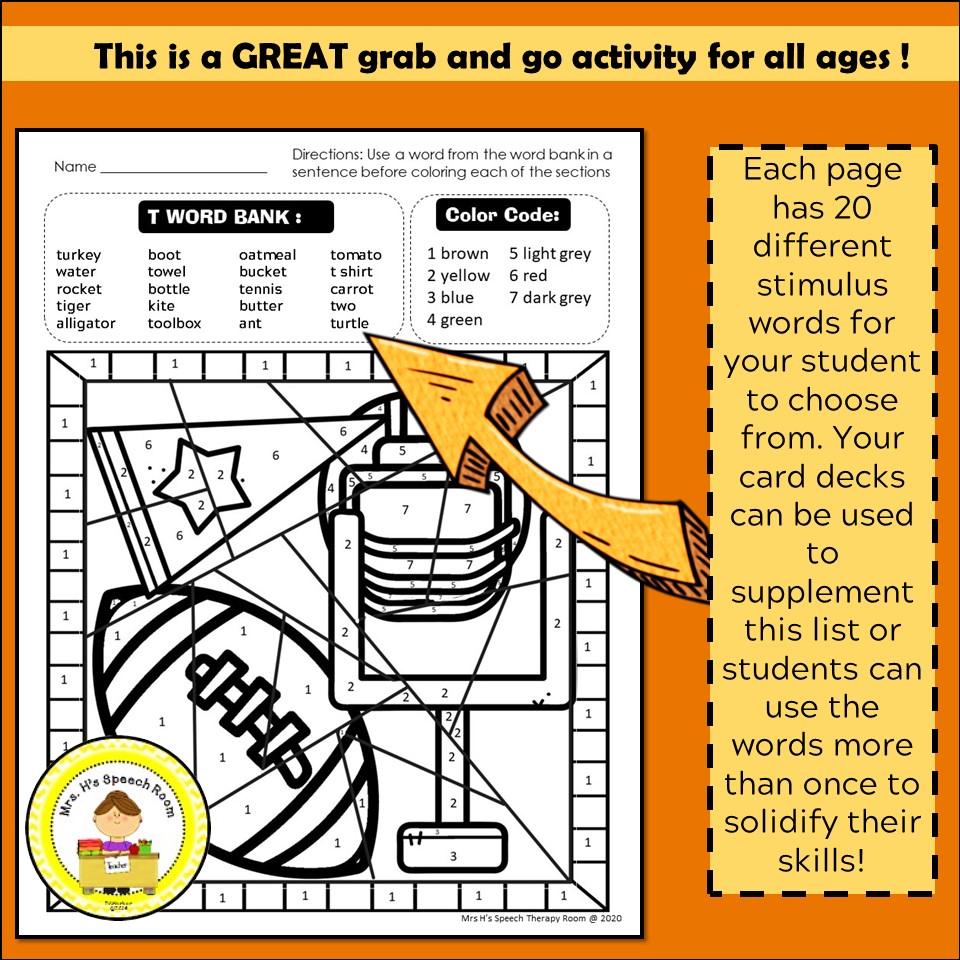 Football Color By Code Speech Therapy | Made By Teachers