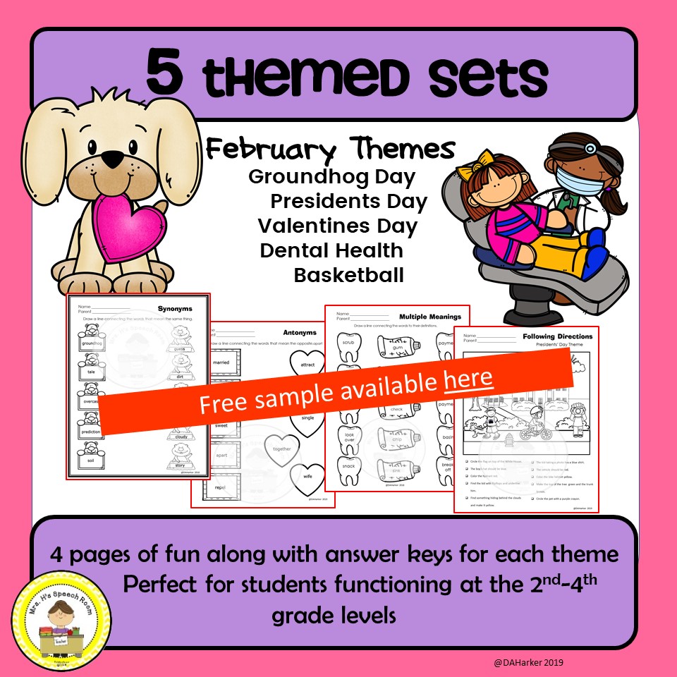 February Vocabulary -Synonyms, Antonyms, Multiple Meaning, Following ...