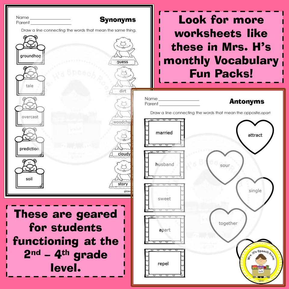 February Vocabulary -Synonyms, Antonyms, Multiple Meaning, Following ...