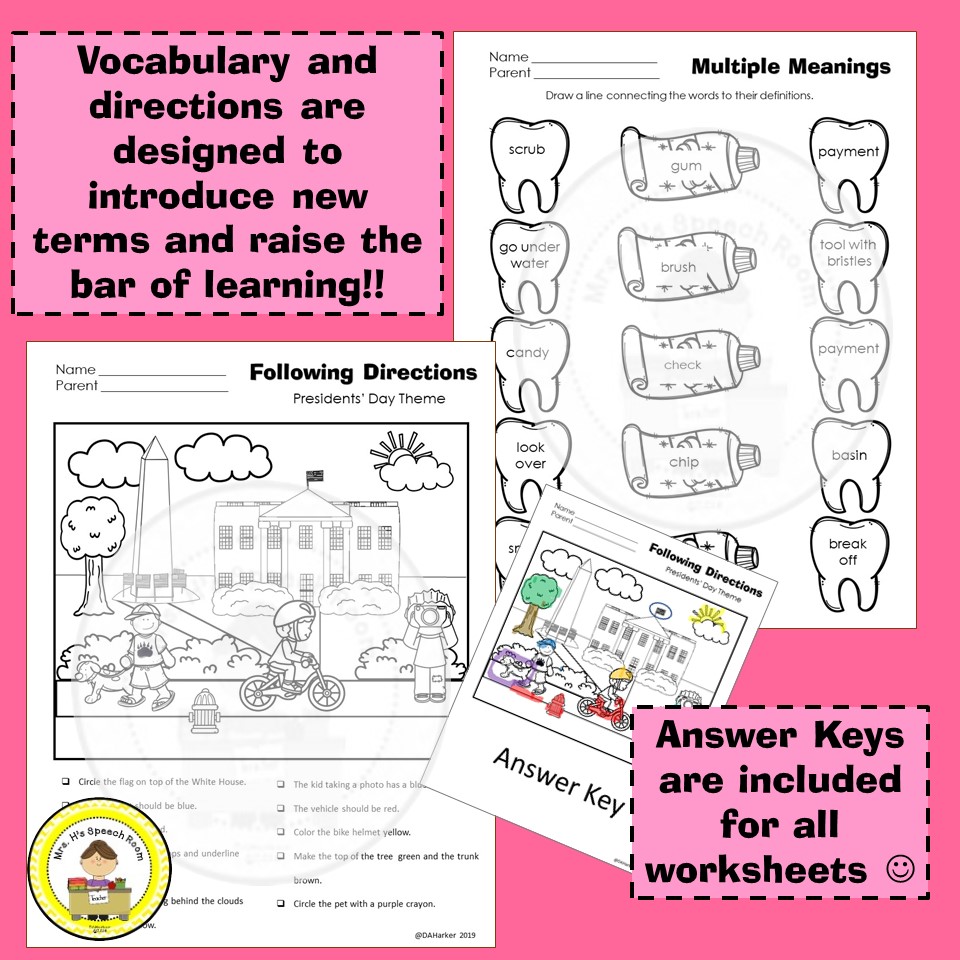February Vocabulary -Synonyms, Antonyms, Multiple Meaning, Following ...