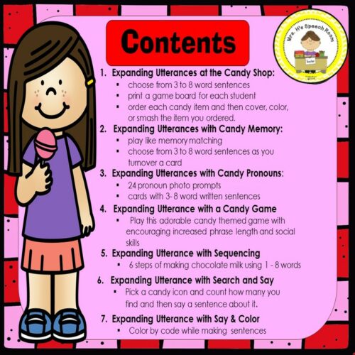 Expanding Utterances in Speech Therapy- Valentine's Day Candy Theme ...