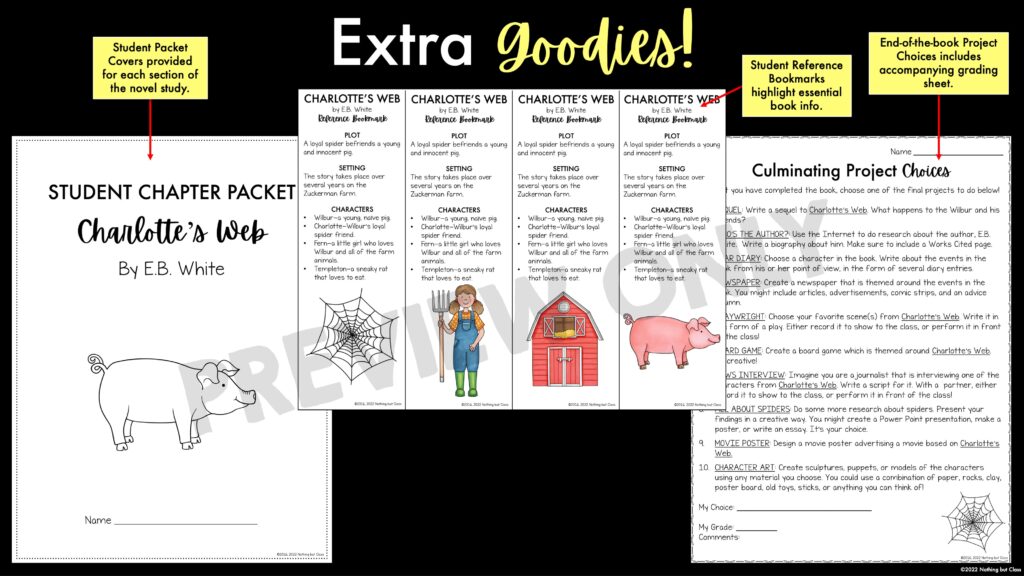 Charlotte's Web Novel Study Unit | Comprehension Questions with ...