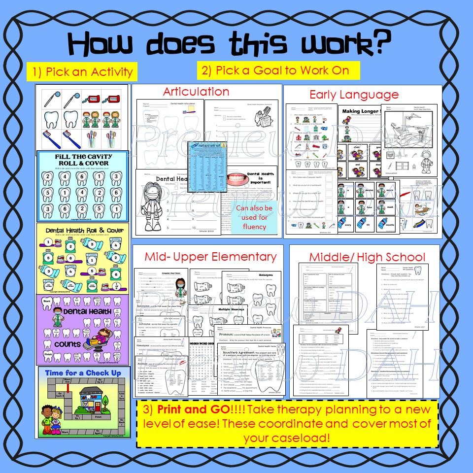 Dental Health Month Themed Printable Pack for Speech Therapy | Made By ...
