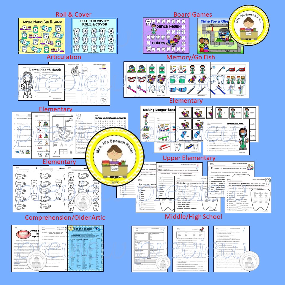 Dental Health Month Themed Printable Pack for Speech Therapy | Made By ...