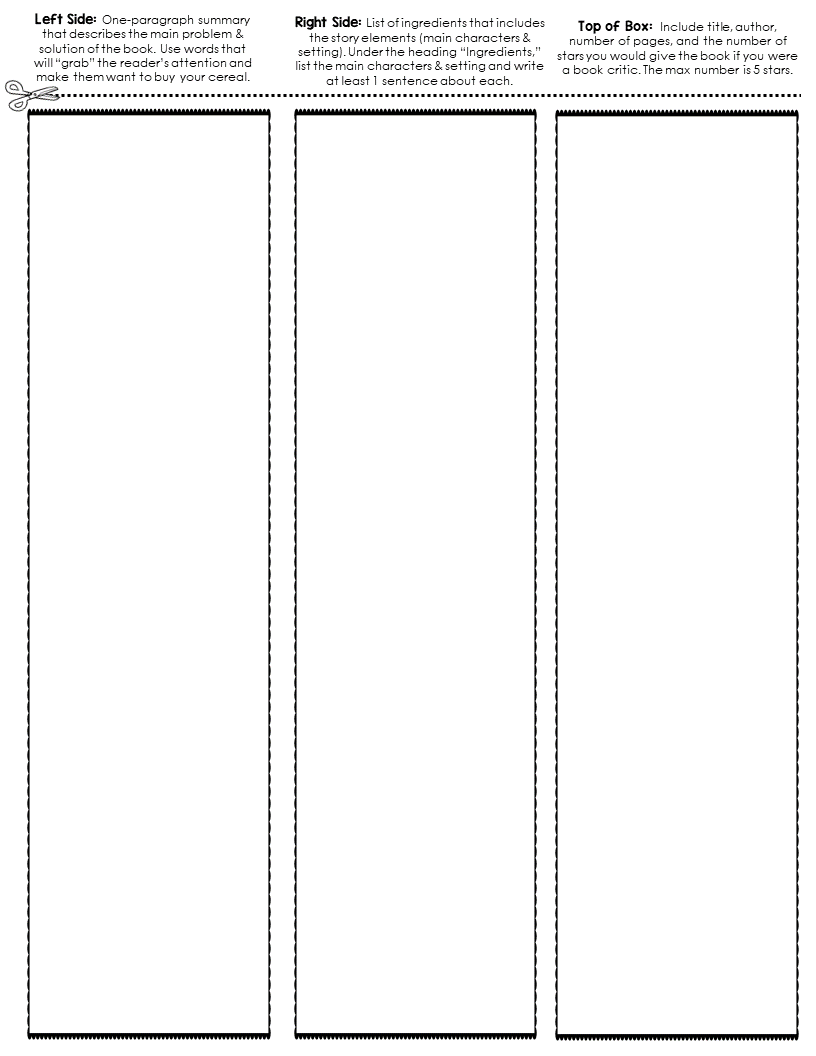Cereal Box Book Report Template: Project Directions, Rubric & Example ...