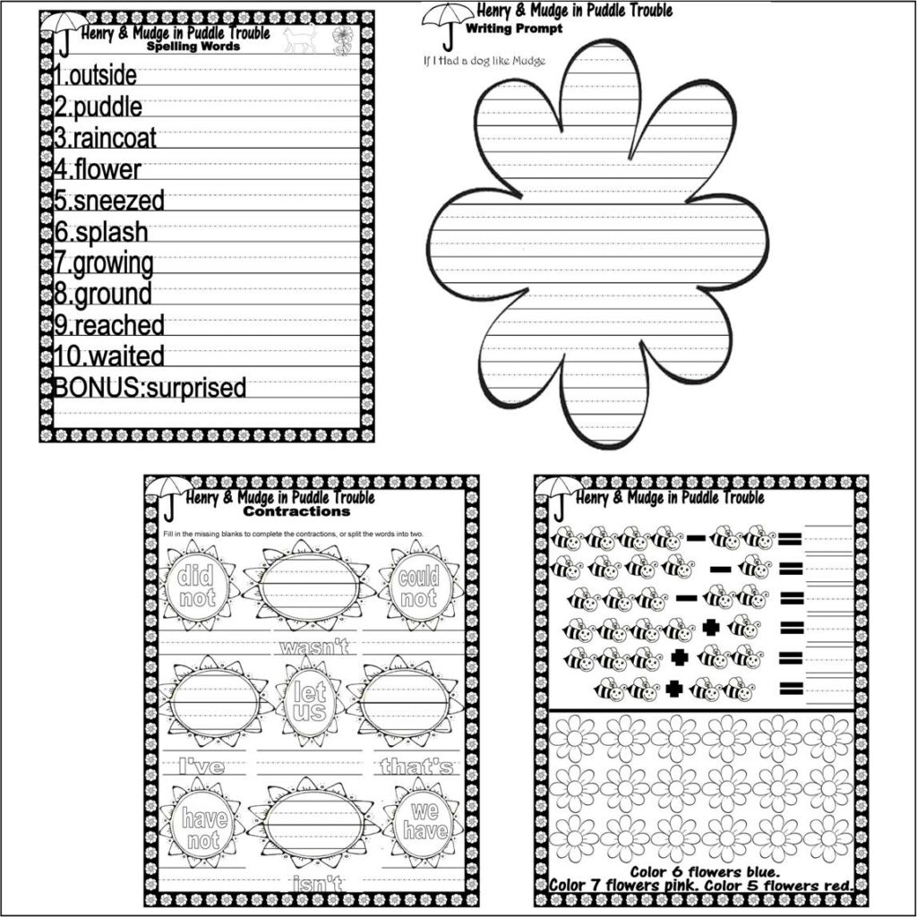 Henry & Mudge in Puddle Trouble Book Companion Reading Comprehension ...
