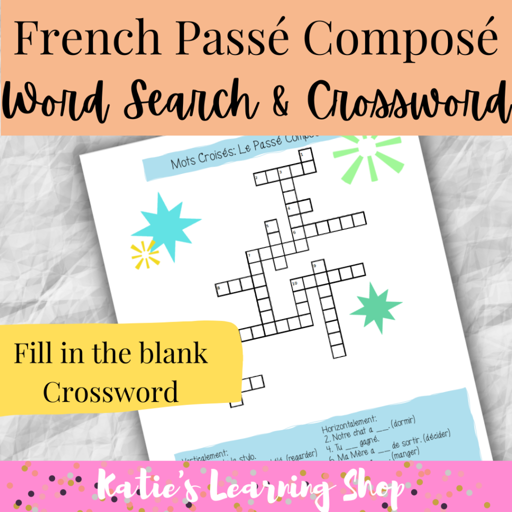 French Passé Composé Crossword and Word Search | Made By Teachers