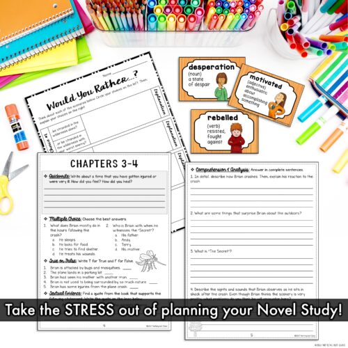 Hatchet Novel Study Unit | Comprehension Questions with Activities and ...