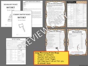 Hatchet Novel Study Unit | Comprehension Questions with Activities and ...