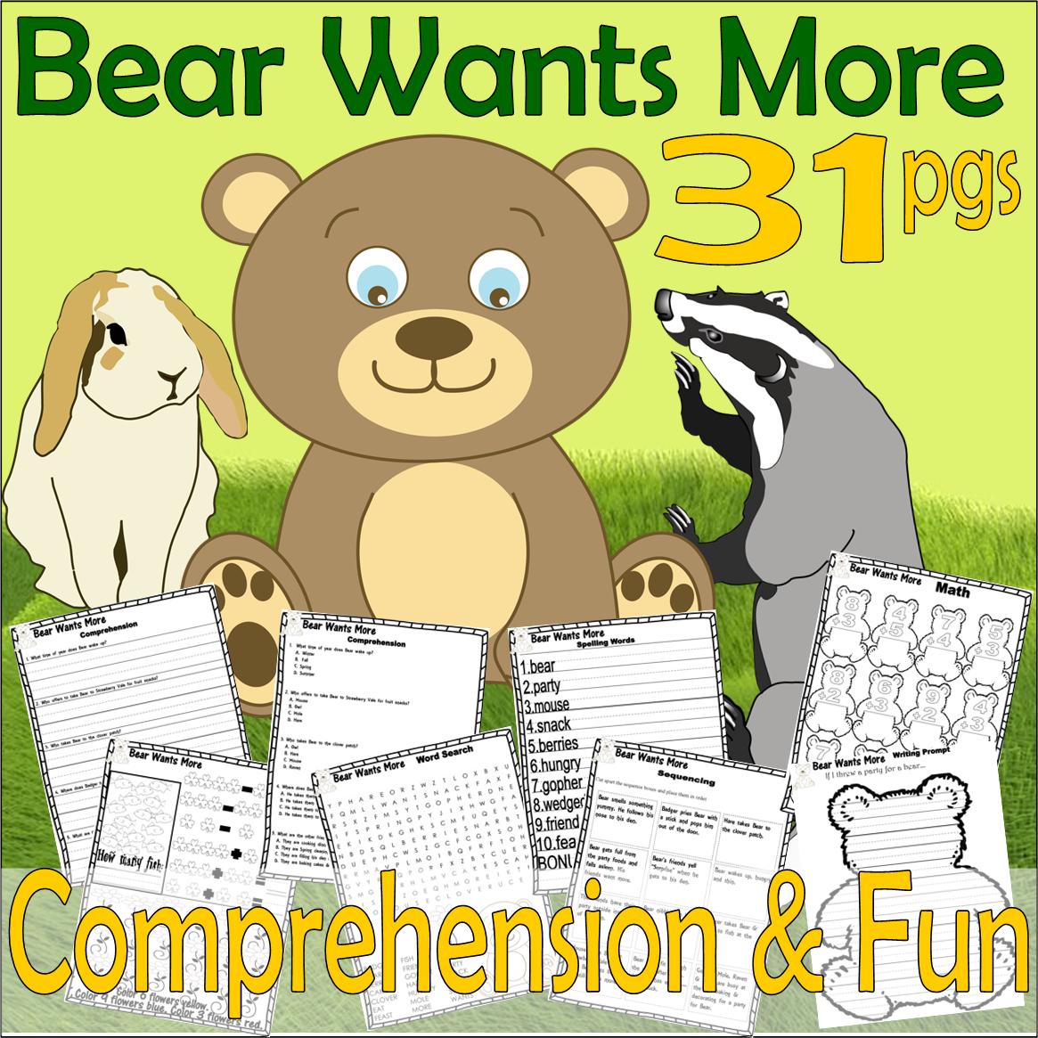 Bear Wants More Reading Comprehension Book Study Companion | Made By ...
