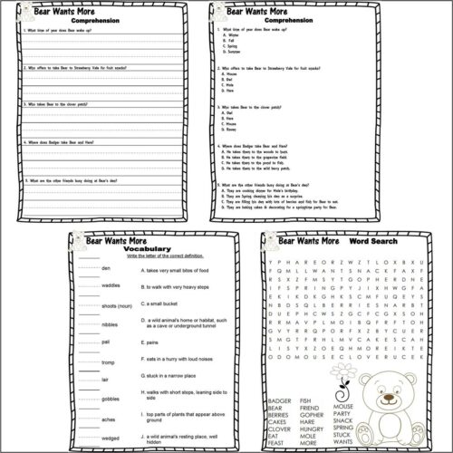 Bear Wants More Reading Comprehension Book Study Companion | Made By ...