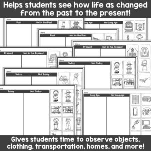 Life Long Ago and Today Sorting Worksheets | Made By Teachers
